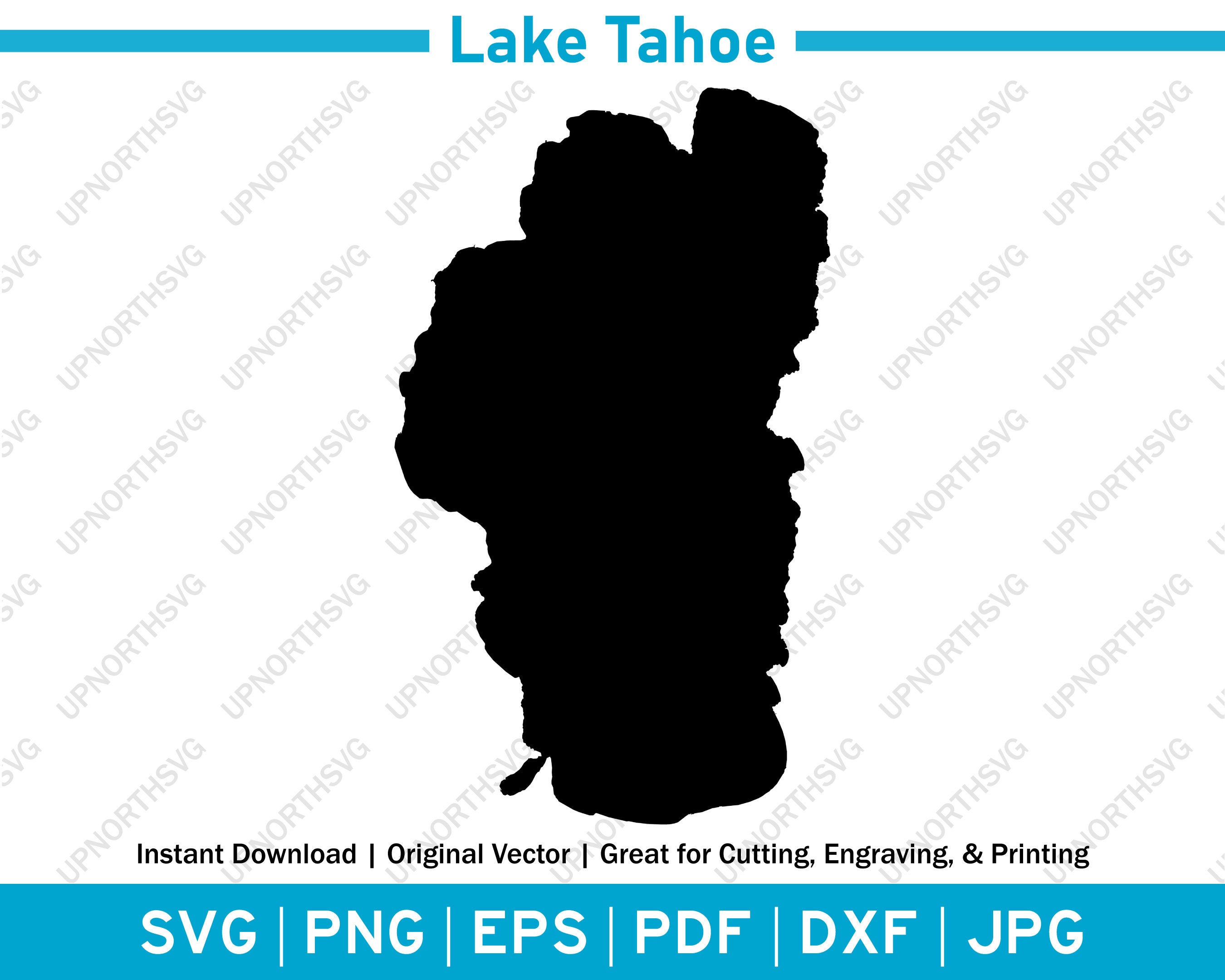 Lake Tahoe Nevada Map Silhouette | Vector Map Outline | Cut, Engrave ...