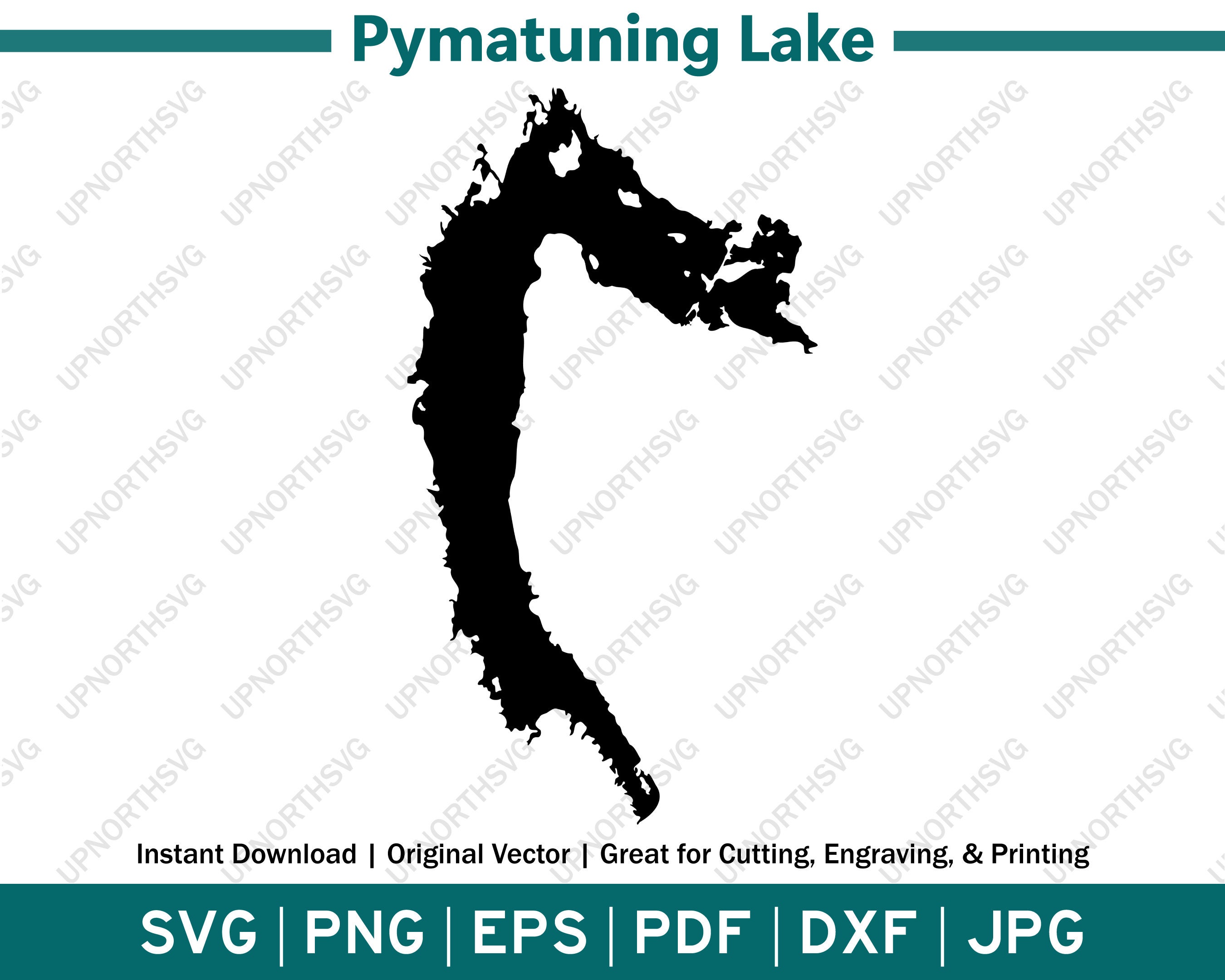 Pymatuning Lake Reservoir Ohio Silhouette Map SVG Vector Graphic File ...