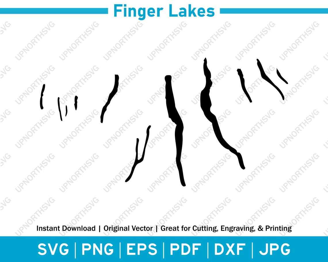 Finger Lakes New York Silhouette Map SVG Vector Graphic File Shape ...