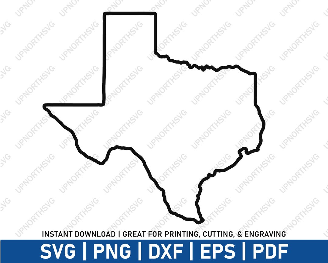 Simple Texas Wide Border Outline Svg | TX Vector Map | USA State ...