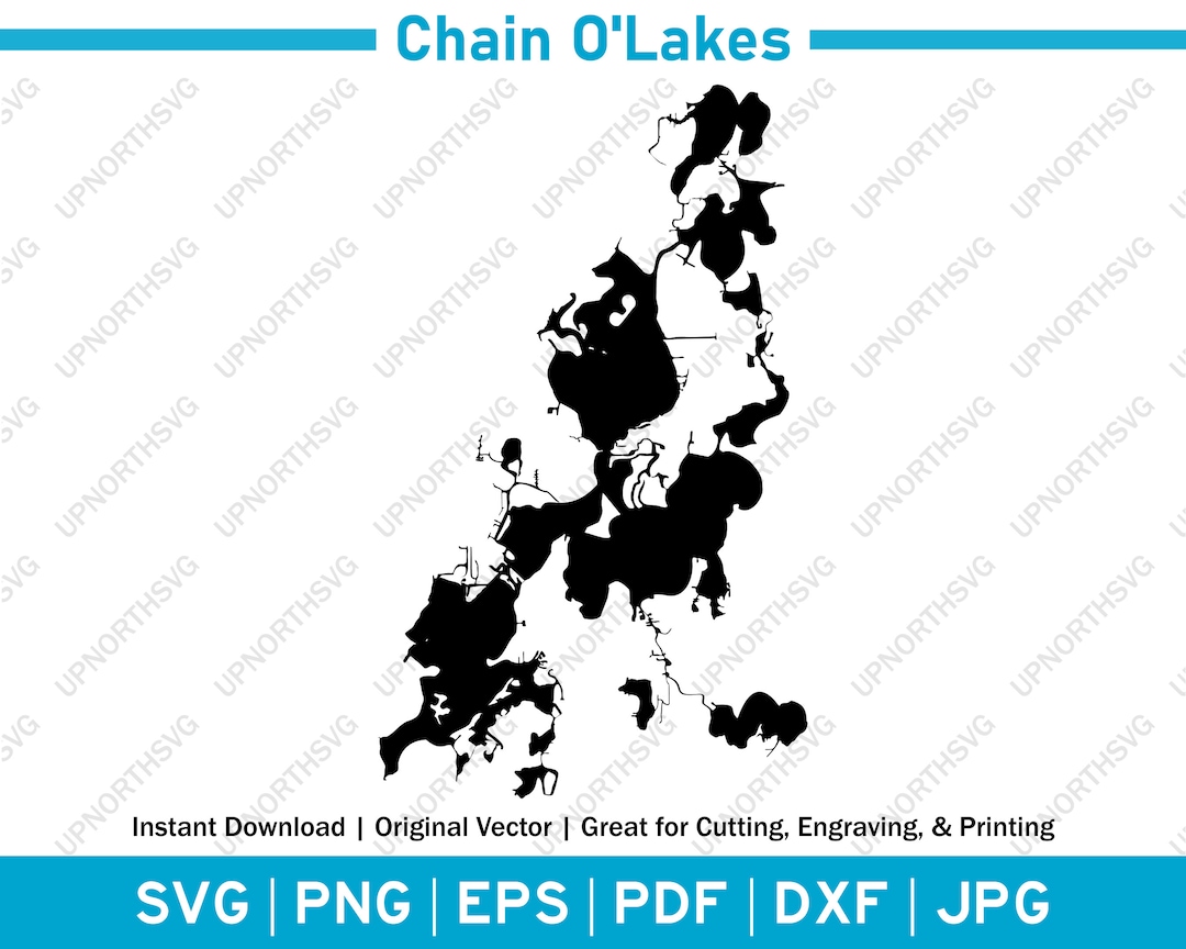 Fox River Chain O'lakes Illinois Silhouette Map | SVG Vector Graphic ...