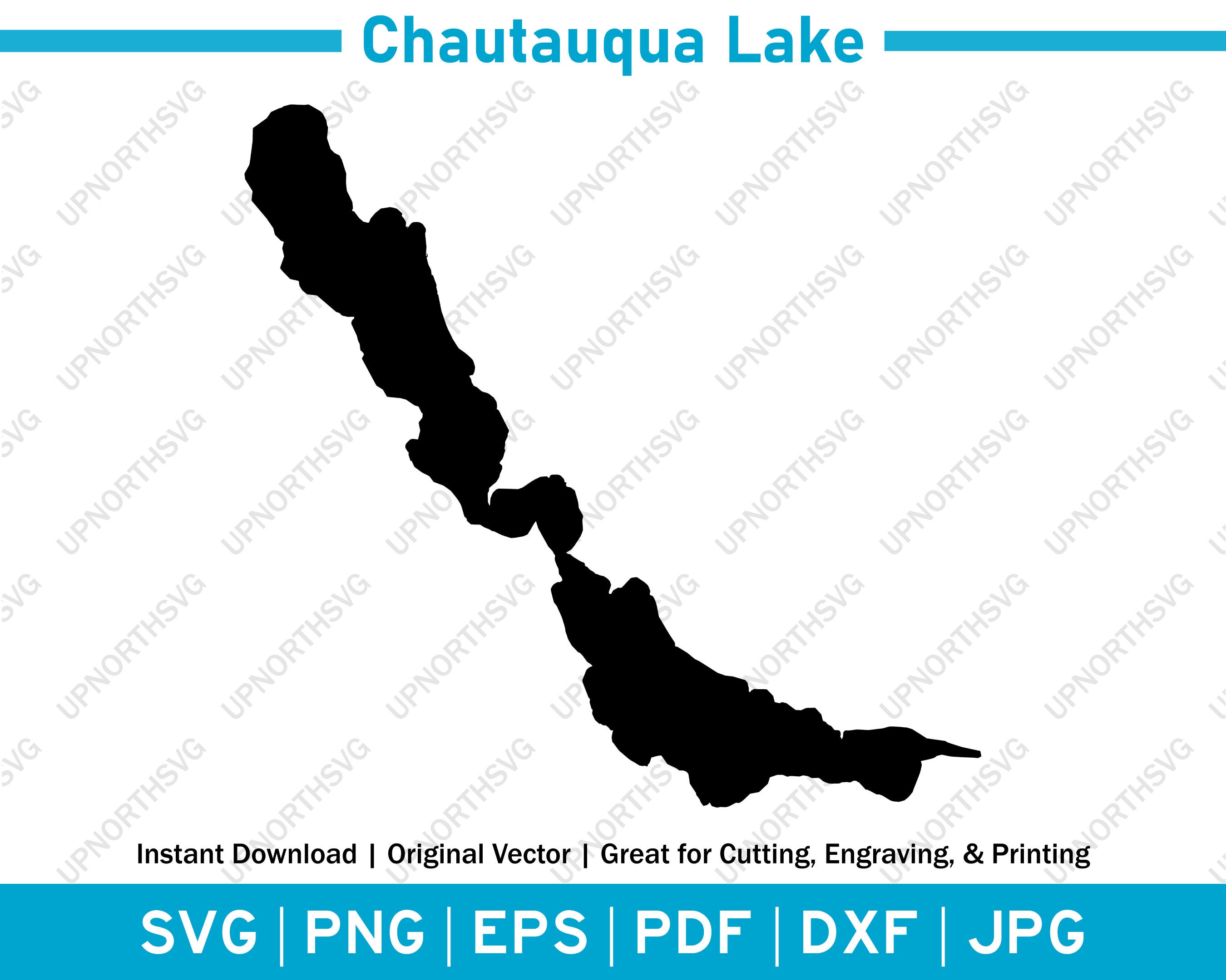 Chautauqua Lake New York Silhouette Map SVG Vector Graphic File Shape ...