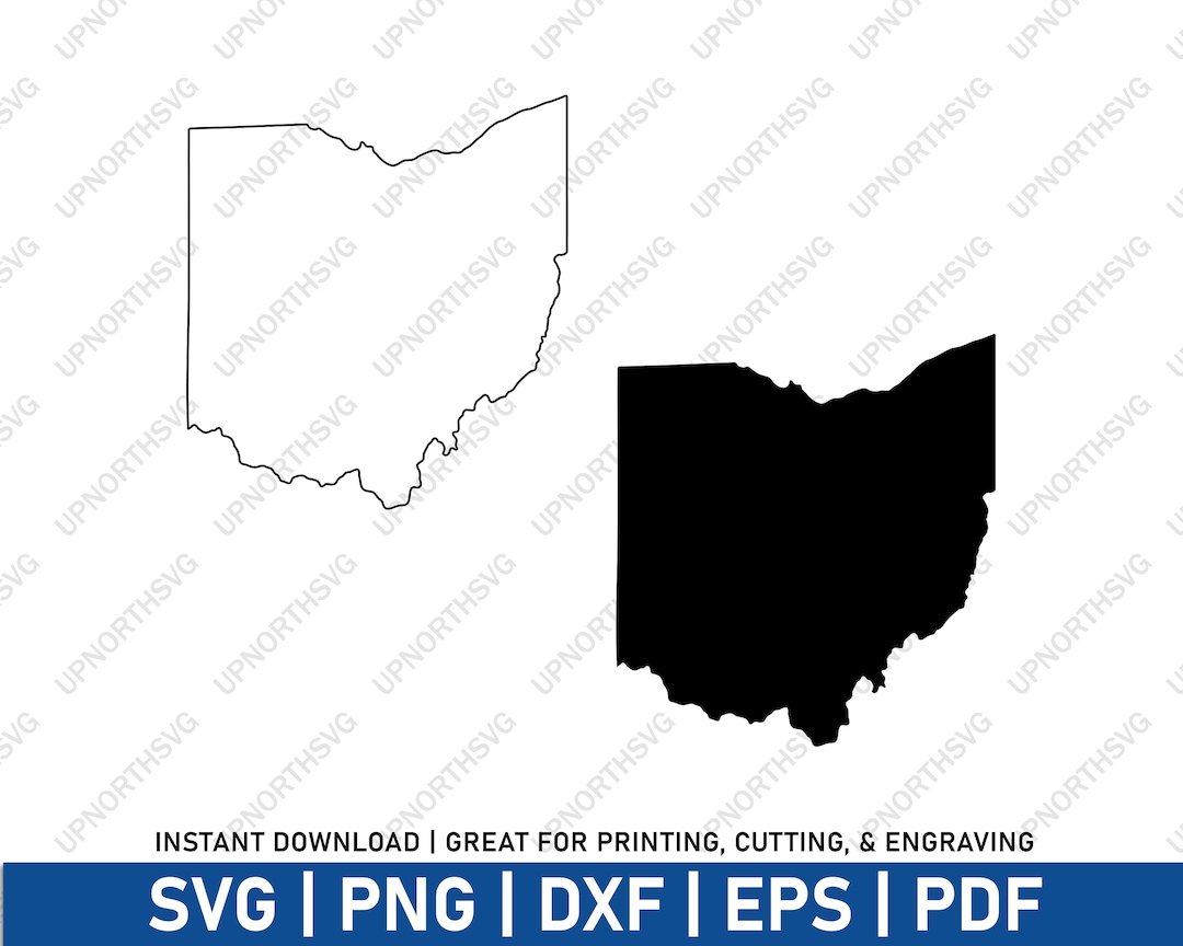 Ohio Outline & Silhouette Shape SVG File | OH Vector Map | USA State ...