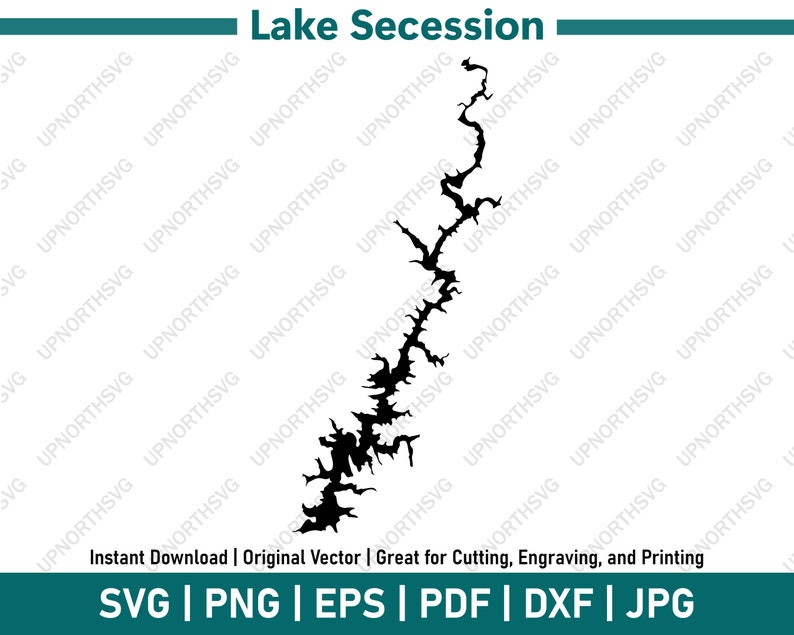 Lake Secession South Carolina Silhouette Map SVG Vector Graphic File ...