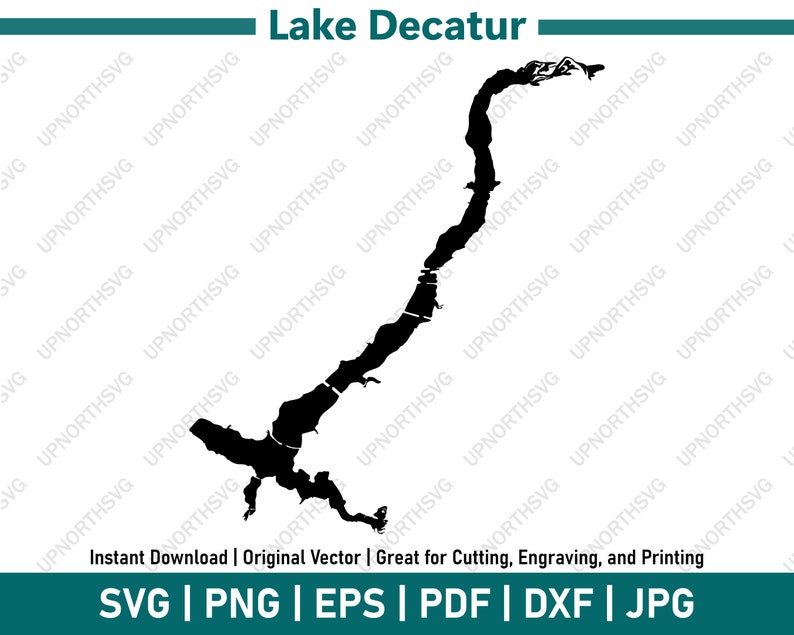 Lake Decatur Illinois Silhouette Map | SVG Vector Graphic File | Shape ...