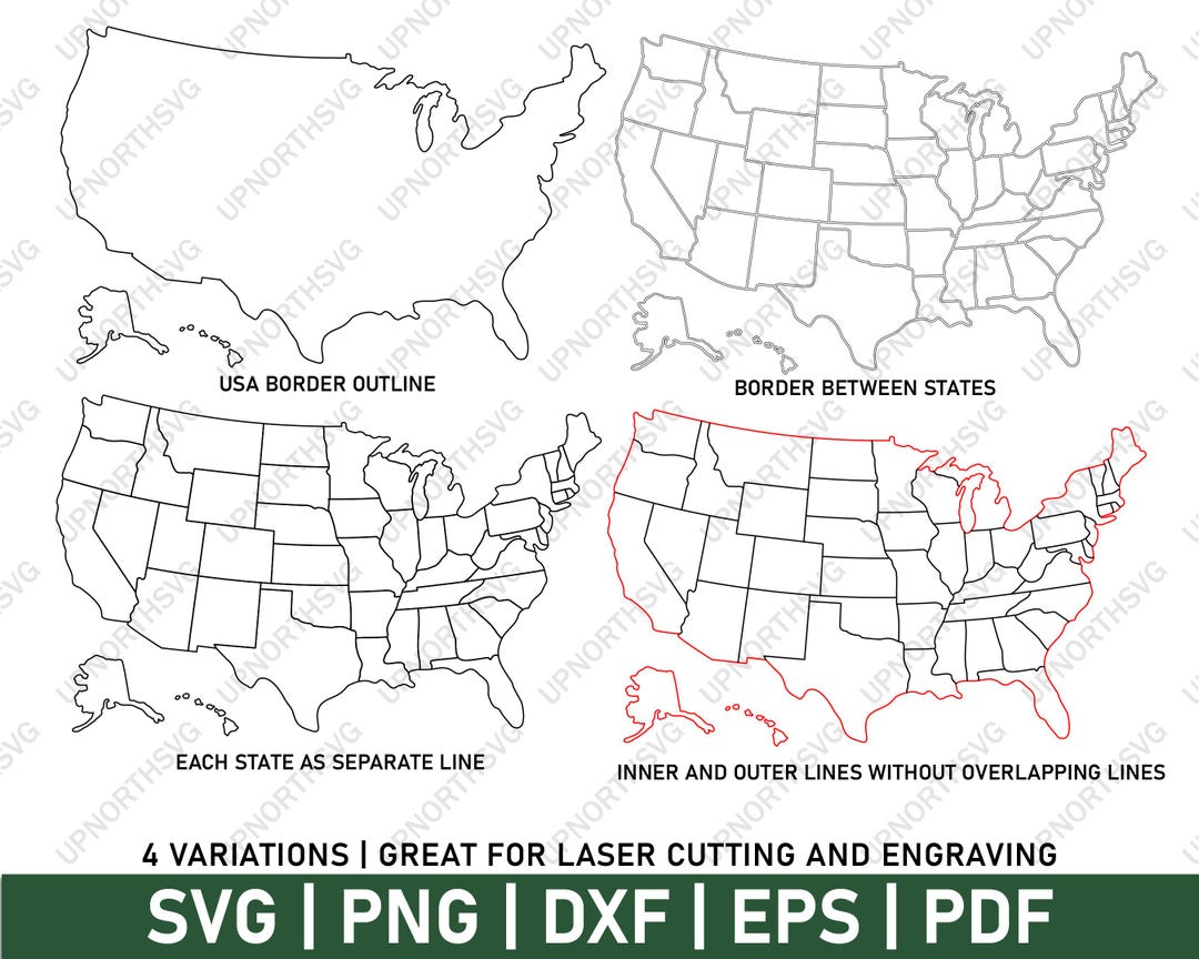 USA Map Cut File Bundle | Laser Cut United States of America Puzzle ...