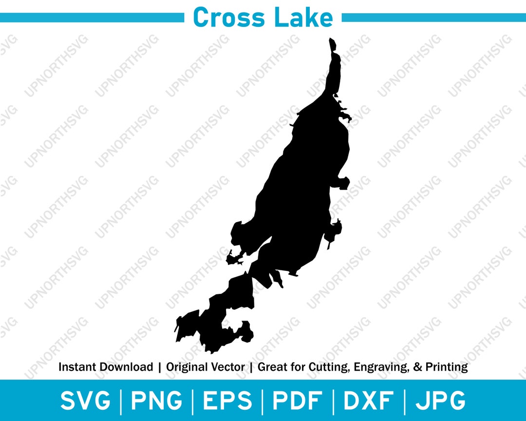 Cross Lake Minnesota Silhouette Map SVG Vector Graphic File Shape ...