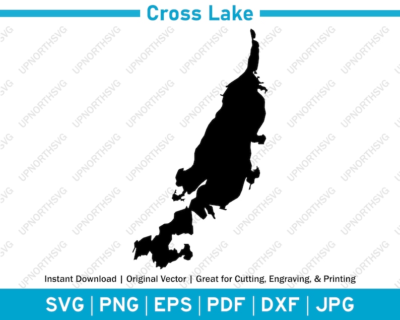 Cross Lake Minnesota Silhouette Map SVG Vector Graphic File Shape ...