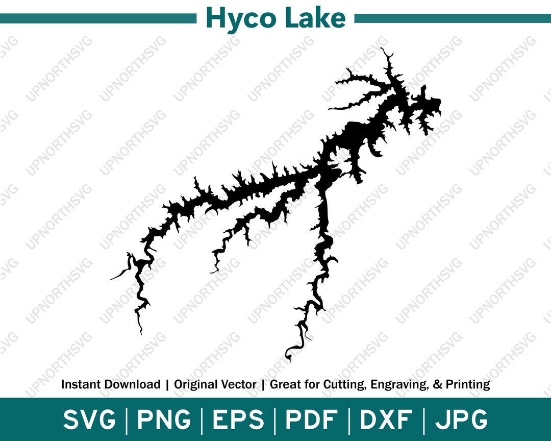 Hyco Lake North Carolina Silhouette Map | SVG Vector Graphic File ...