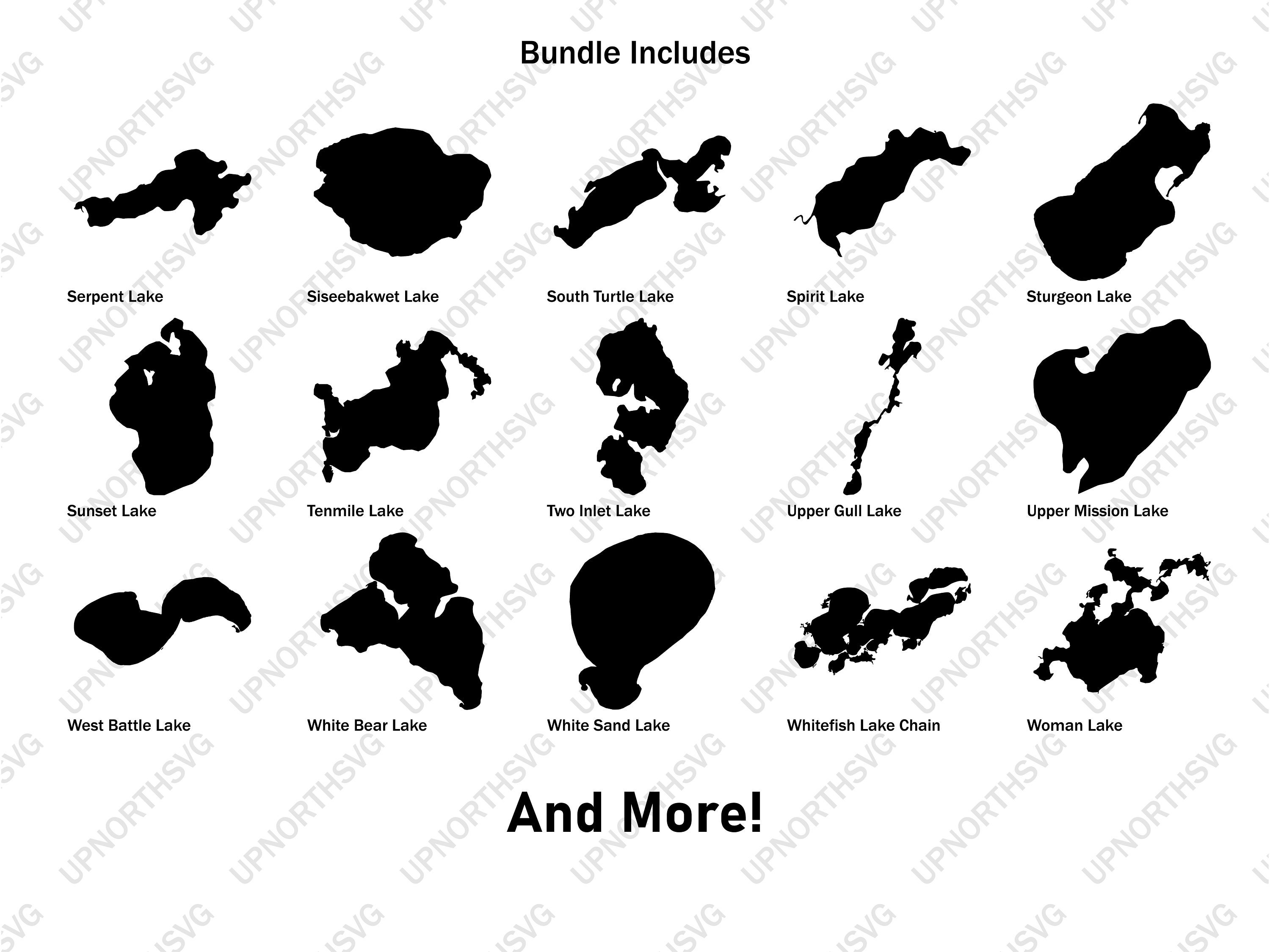 Minnesota Lake Silhouette Map Bundle | Custom SVG Vector Graphic File ...