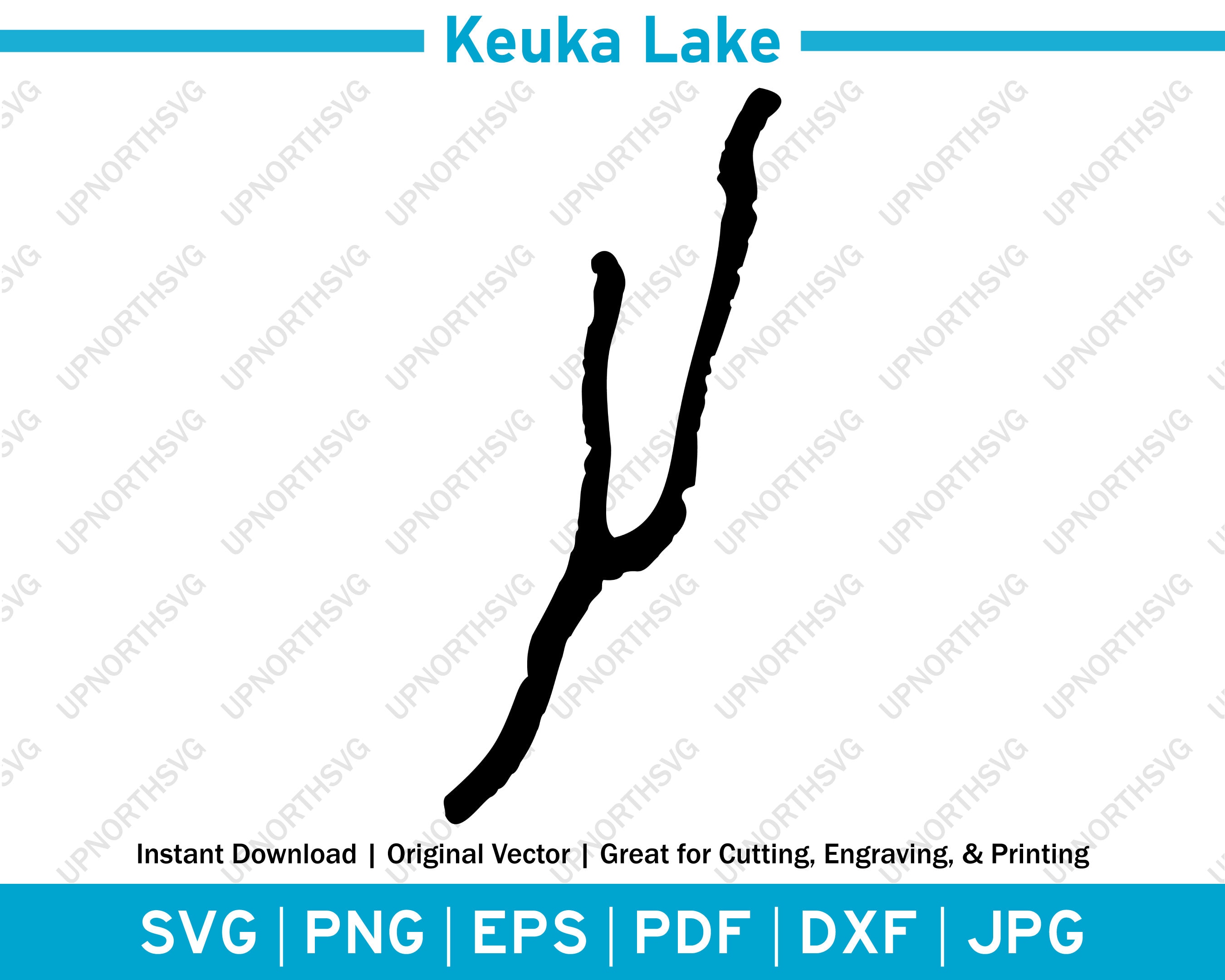 Keuka Lake New York Silhouette Map SVG Vector Graphic File Shape Outline Image Cut, Engrave, or ...