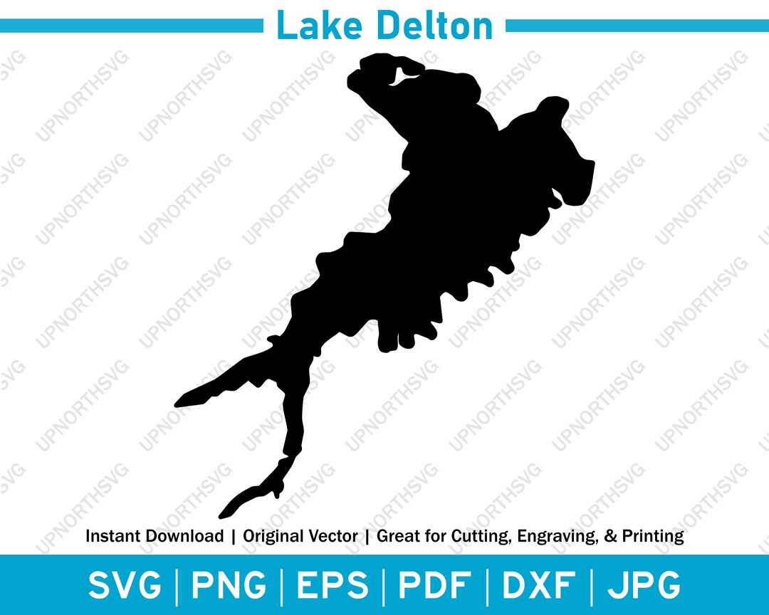 Lake Delton Wisconsin Silhouette Map SVG Vector Graphic File Shape ...