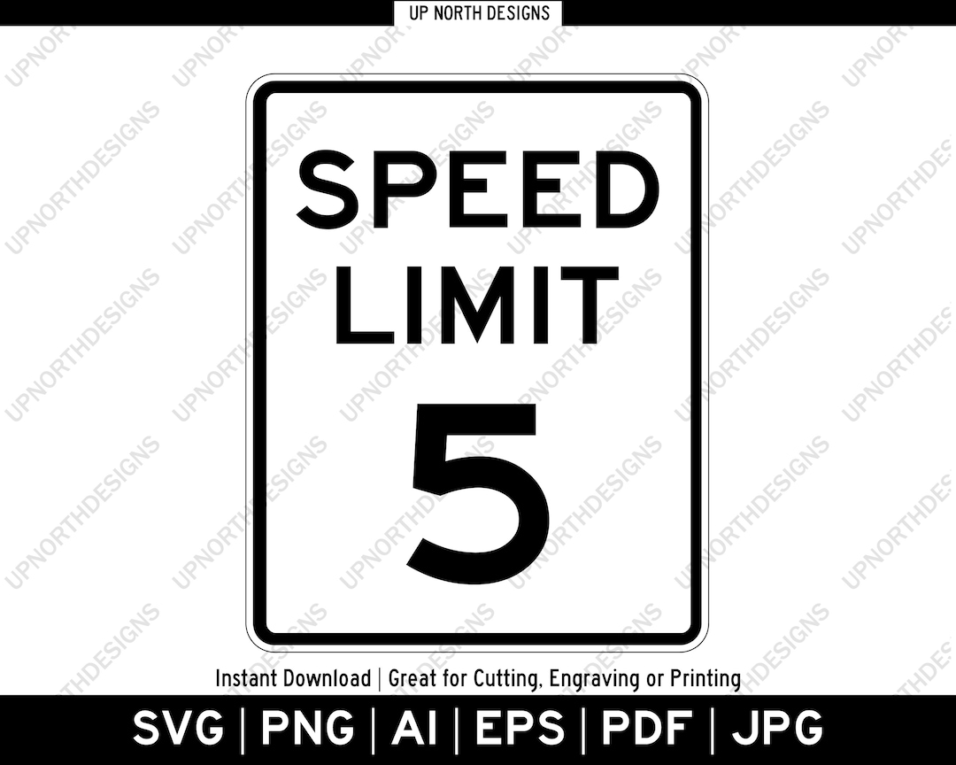 Speed Limit 5 MPH Sign | Vector Graphic Logo Image | Silhouette Road ...