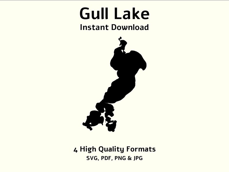 Gull Lake Map Shape Outline SVG Perfect for Cutting Pdf, Png, Jpg - Etsy