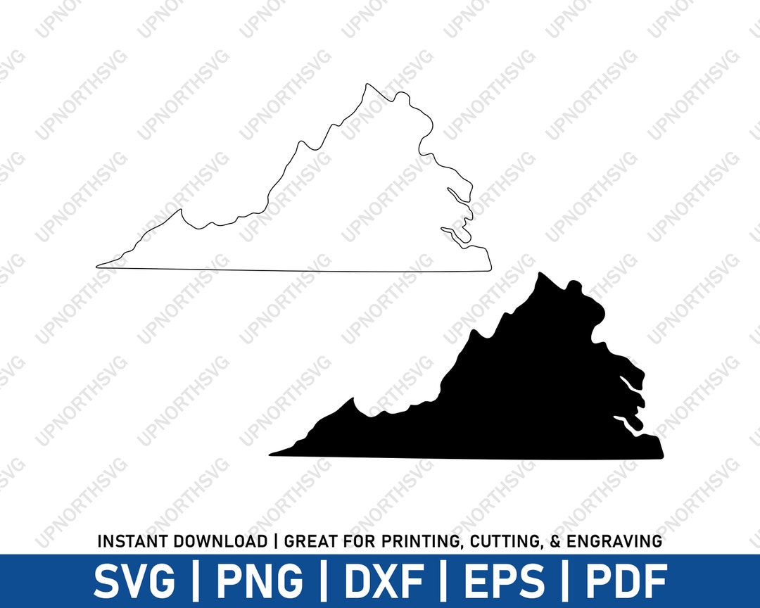 Virginia Outline & Silhouette Shape SVG File | Simple VA Vector Map ...