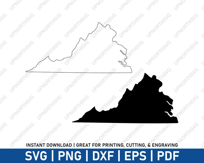 Virginia Outline & Silhouette Shape SVG File Simple VA Vector Map USA ...