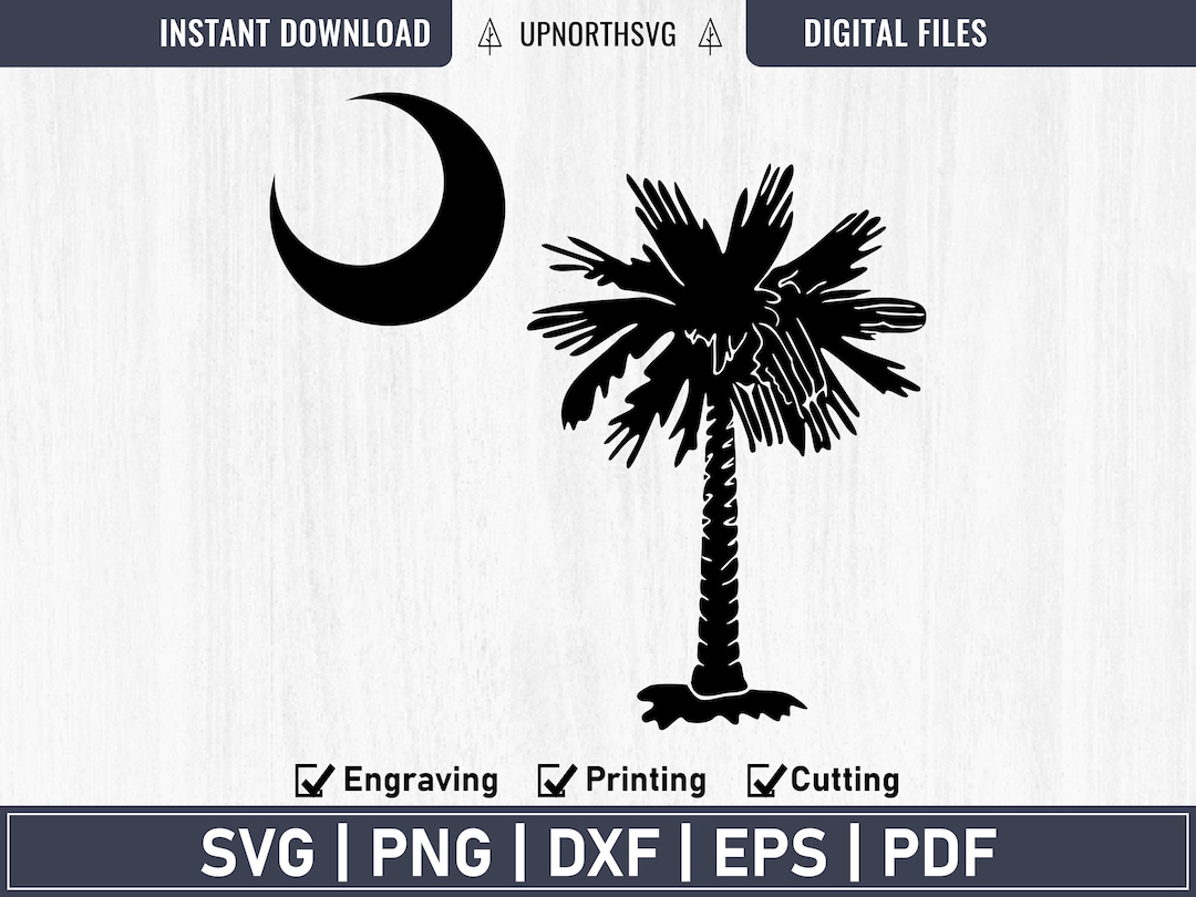 South Carolina State Flag Palmetto Tree & Moon | SC Flag Palm Tree ...