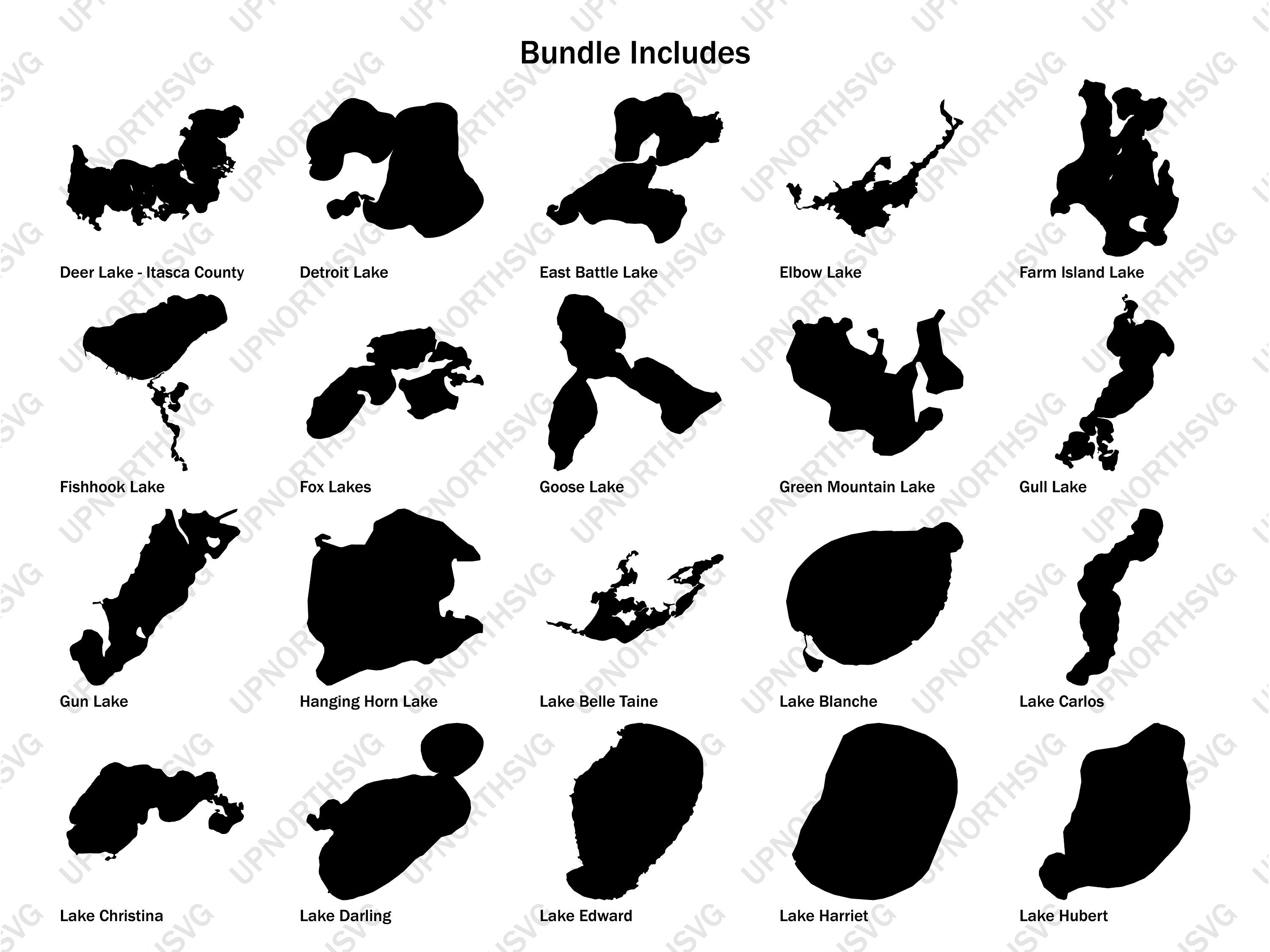 Minnesota Lake Silhouette Map Bundle | Custom SVG Vector Graphic File ...