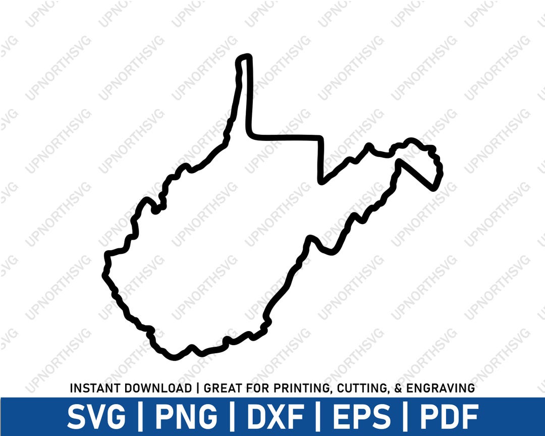 Simple West Virginia Wide Border Outline Svg | WV Vector Map | USA ...