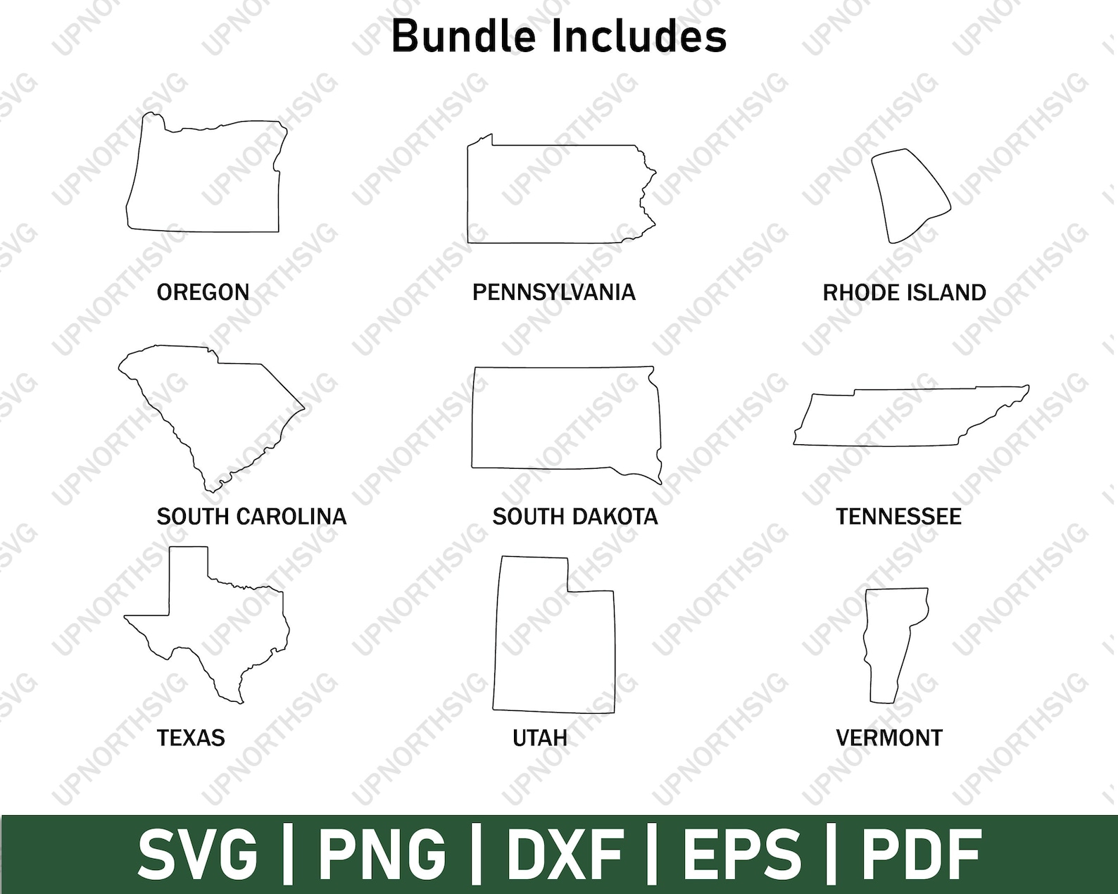 Simple State Outlines 50 Individual Shapes | United States of America ...