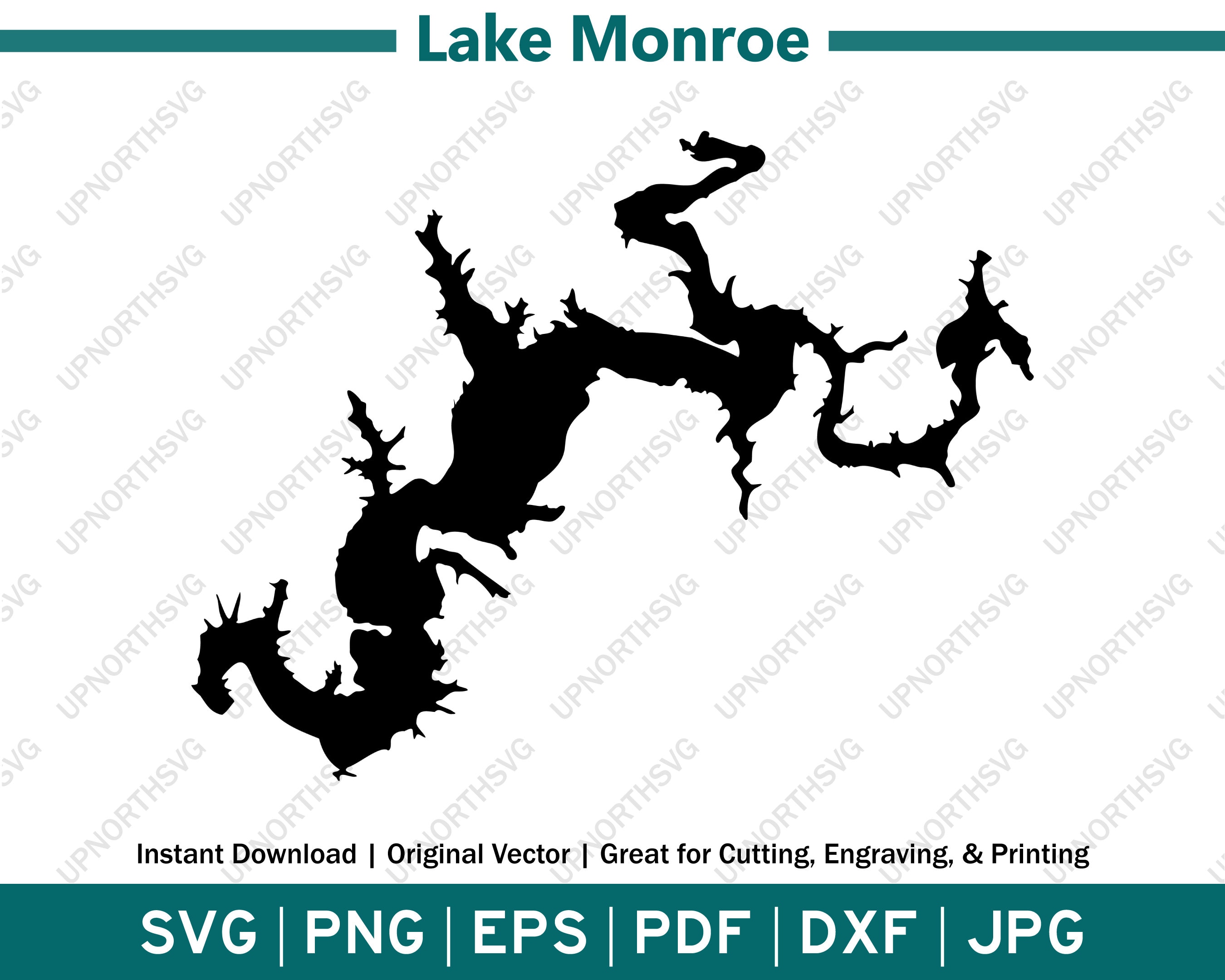 Lake Monroe Indiana Silhouette Map SVG Vector Graphic File Shape ...