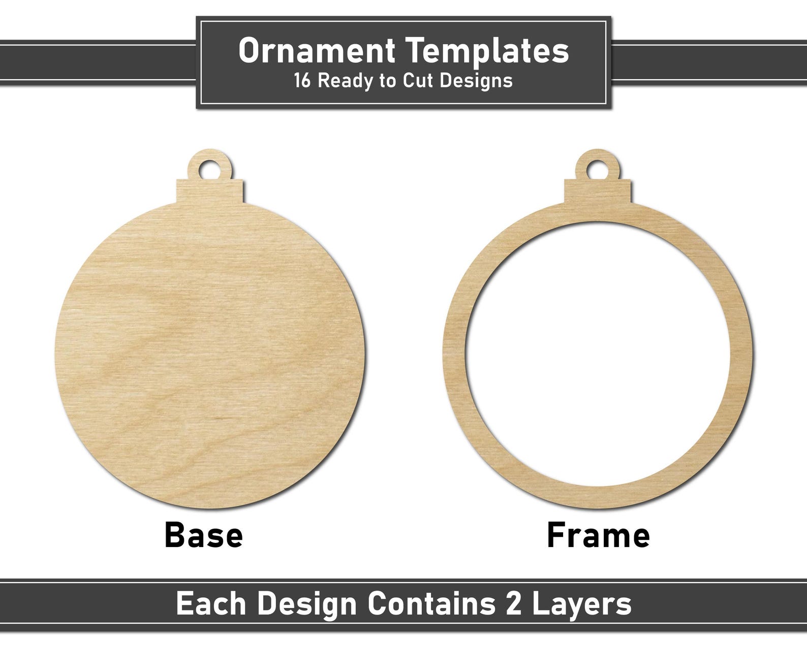 16 Ornament Cut File SVG Templates | Blank Layered Ornaments | Wood ...