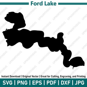 Ford Lake Michigan Silhouette Map | SVG Vector Graphic File | Shape ...
