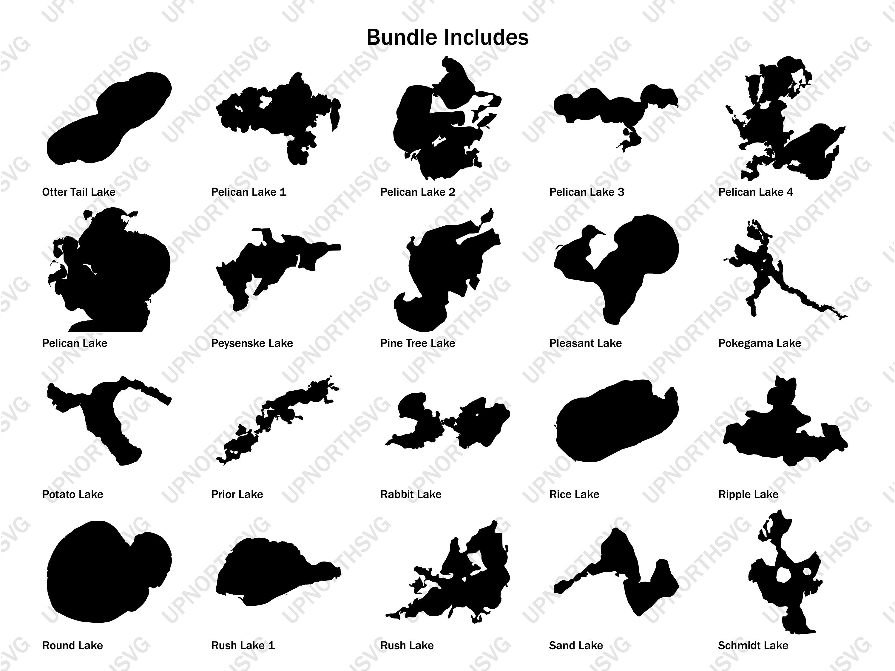 Minnesota Lake Silhouette Map Bundle | Custom SVG Vector Graphic File ...