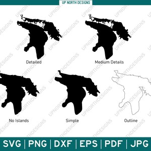 Great Lakes SVG Map Silhouette & Outline Bundle | Vector Image Map ...