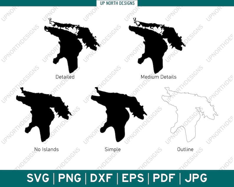 Great Lakes SVG Map Silhouette & Outline Bundle | Vector Image Map ...