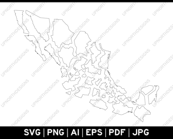 Mexico States Map Outline Printable
