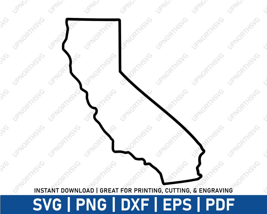 Simple California Wide Border Outline Svg | CA Vector Map | USA State ...
