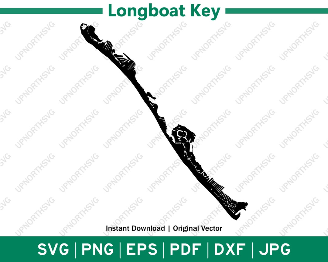 Longboat Key Silhouette Map | Florida Island SVG Vector Graphic File ...