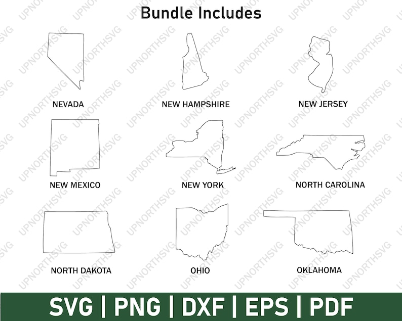 Simple State Outlines 50 Individual Shapes | United States of America ...
