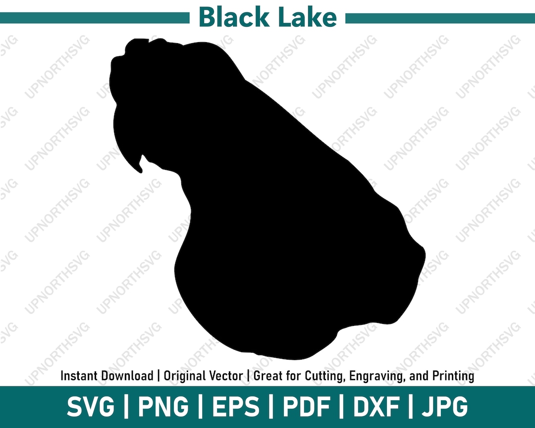 Black Lake Michigan Silhouette Map | SVG Vector Graphic File | Shape ...