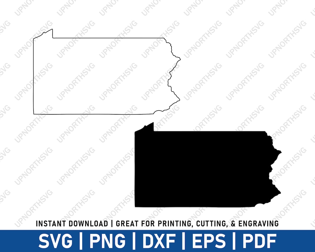 Pennsylvania Outline & Silhouette Shape SVG File | Simple PA Vector Map ...