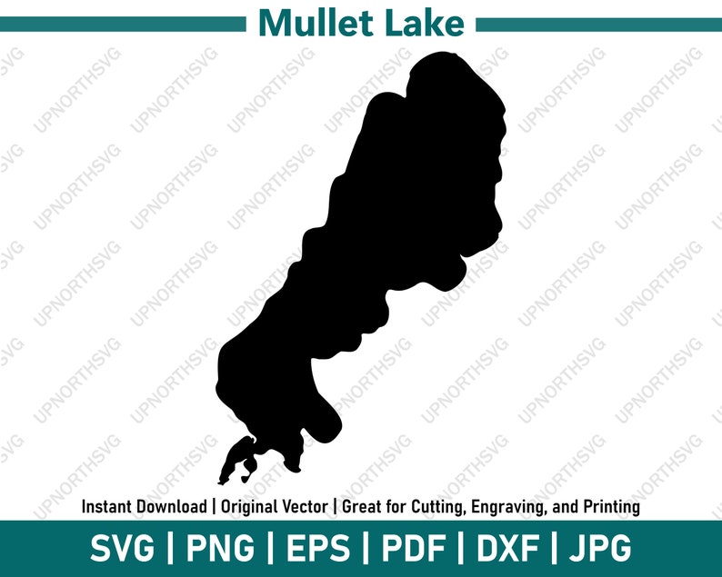 Mullet Lake Michigan Silhouette Map | SVG Vector Graphic File | Shape ...