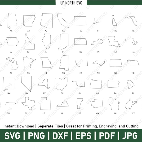 50 States Png Svg - Etsy