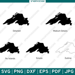 Great Lakes SVG Map Silhouette & Outline Bundle | Vector Image Map ...