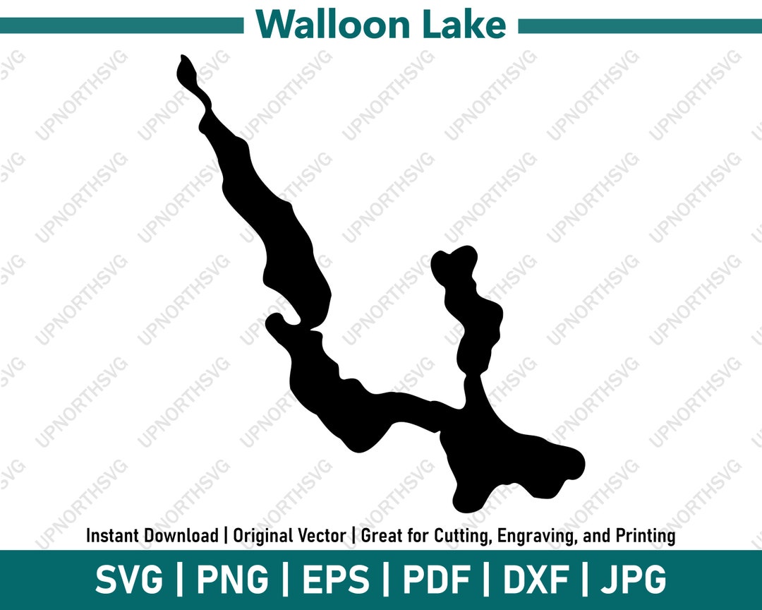Walloon Lake Michigan Silhouette Map | SVG Vector Graphic File | Shape ...