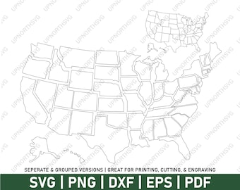 US State SVG Bundle | Individual State Outlines & Silhouettes Shapes ...