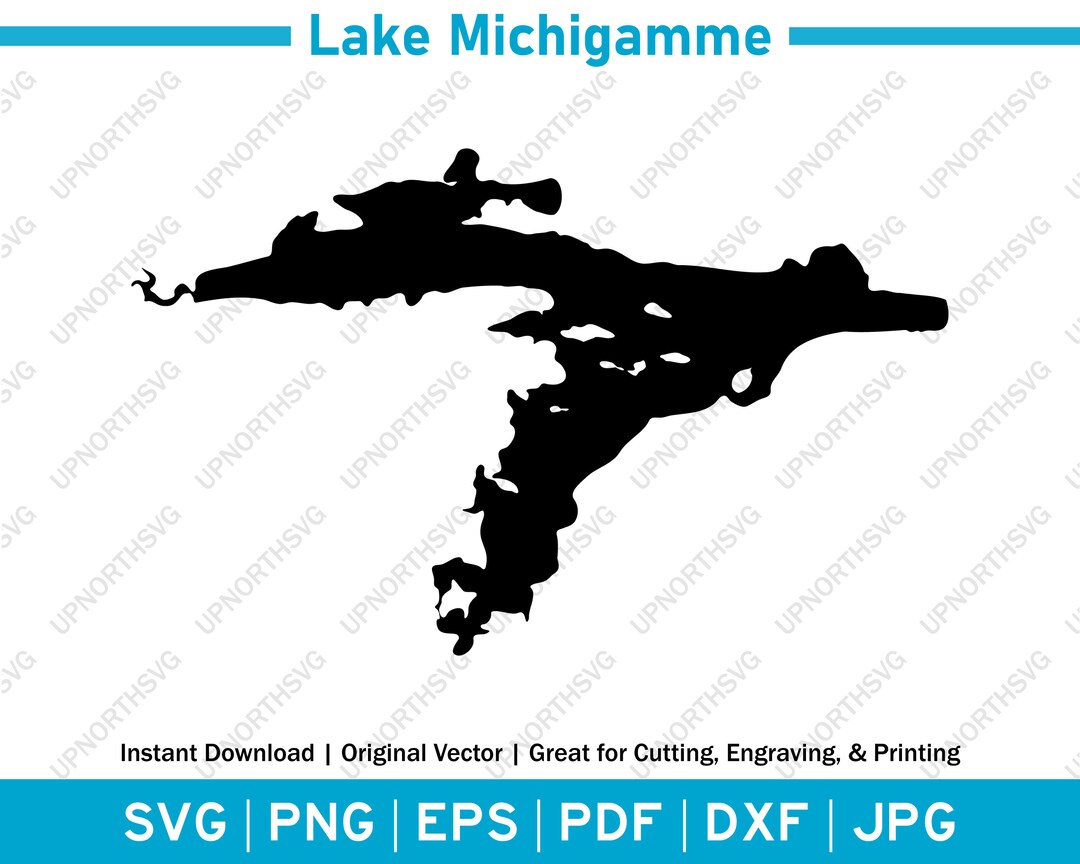Lake Michigamme Michigan Silhouette Map | SVG Vector Graphic File ...