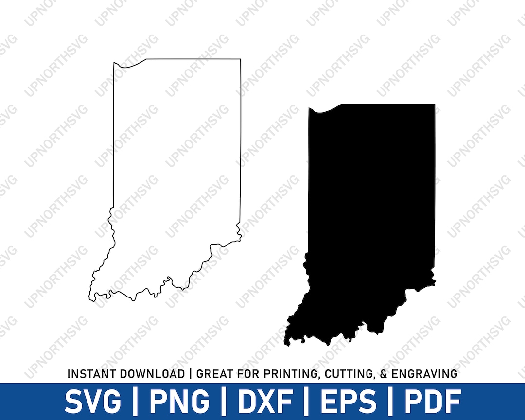Indiana Outline & Silhouette SVG File | Simple IN Vector | USA State ...