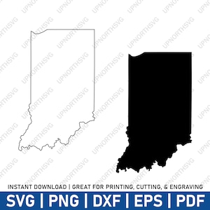 Indiana Outline & Silhouette SVG File | Simple IN Vector | USA State ...