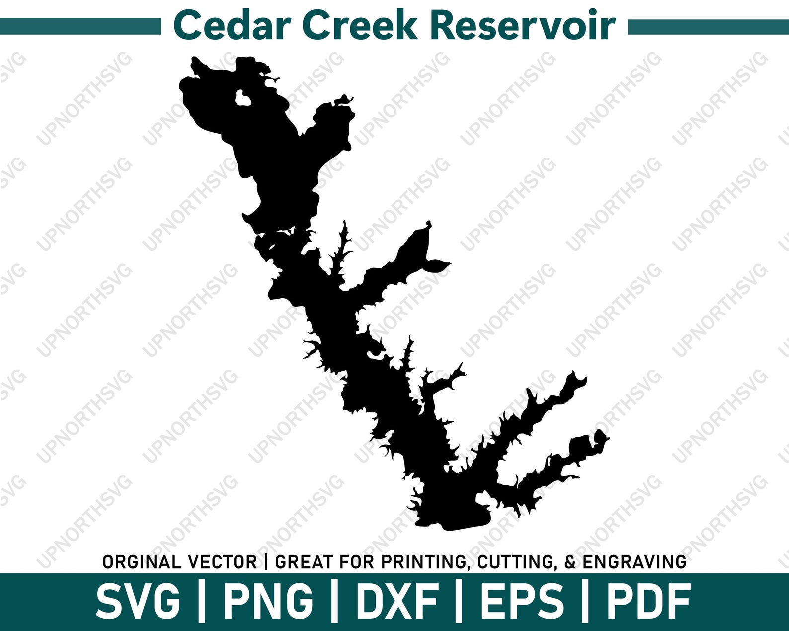 Cedar Creek Reservoir Texas SVG Map Silhouette | Vector Graphic File ...