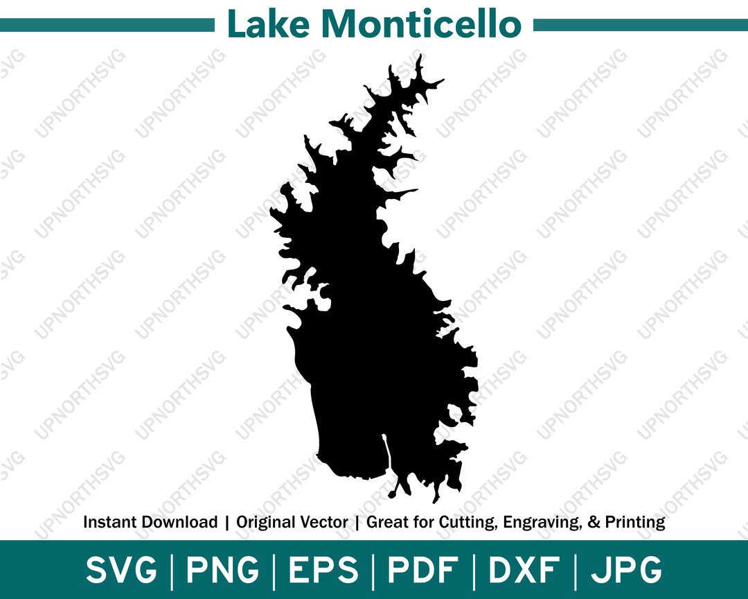 Lake Monticello South Carolina Silhouette Map SVG Vector Graphic File ...