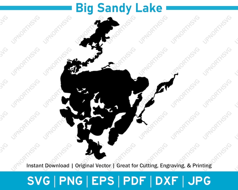 Big Sandy Lake Silhouette Map SVG Vector Graphic File Shape Outline ...