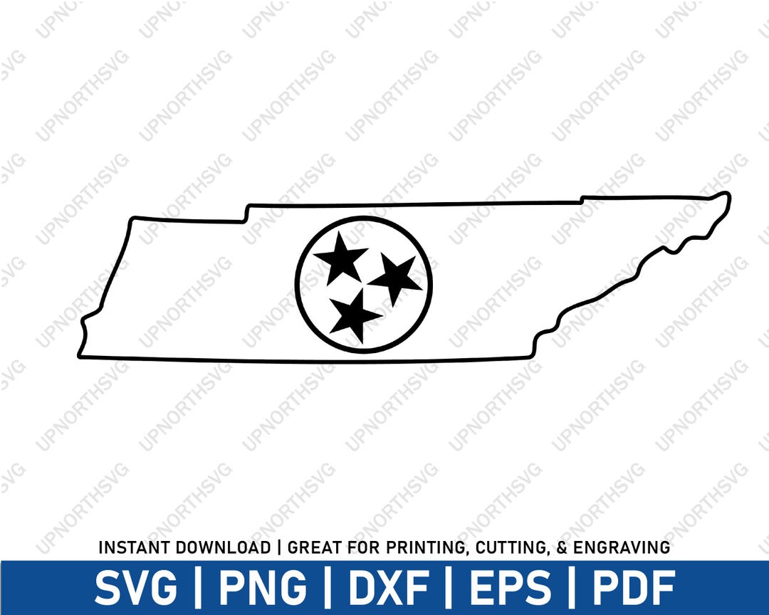 Tennessee State Outline Tri-star SVG | Tristar Silhouette | Star Vector ...
