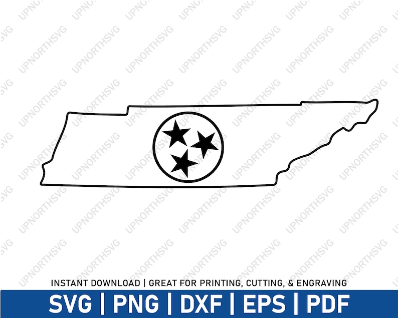 Tennessee State Outline Tri-star SVG | Tristar Silhouette | Star Vector ...