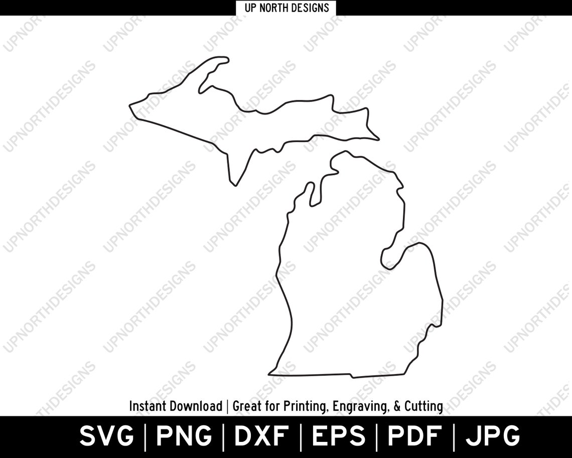 Simple Michigan Outline SVG File | MI Vector Cut File | Cricut Laser ...